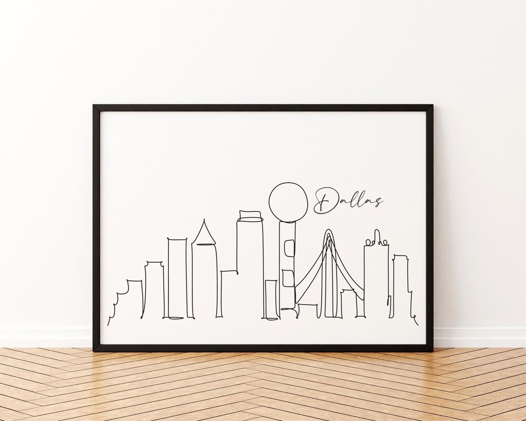Dallas Skyline Art, One Line Dallas, Skyline Print, Minimalist, Dallas ...