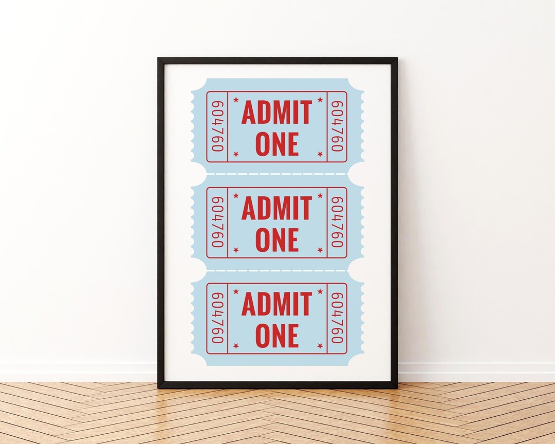 Admit One Ticket Poster Blue Retro Wall Art Aesthetic Print - Etsy
