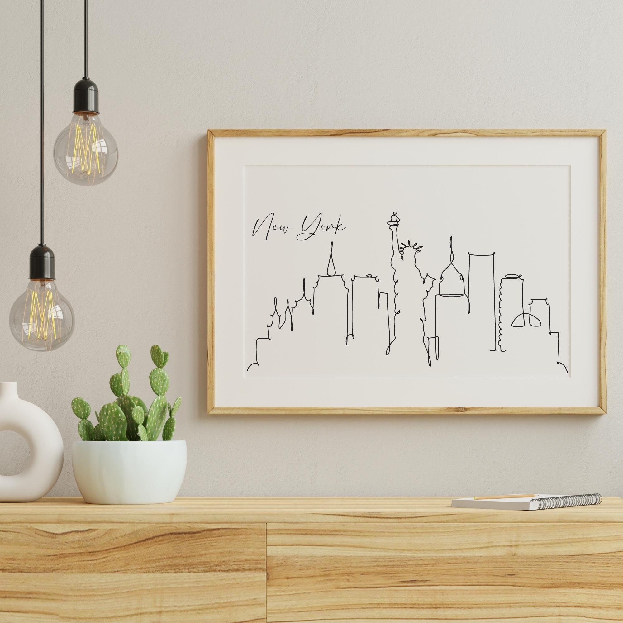 New York City Skyline, One Line Art, Skyline Print, Minimalist, New ...