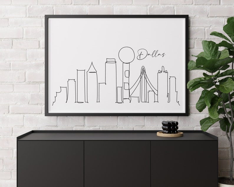Dallas Skyline Art, One Line Dallas, Skyline Print, Minimalist, Dallas ...