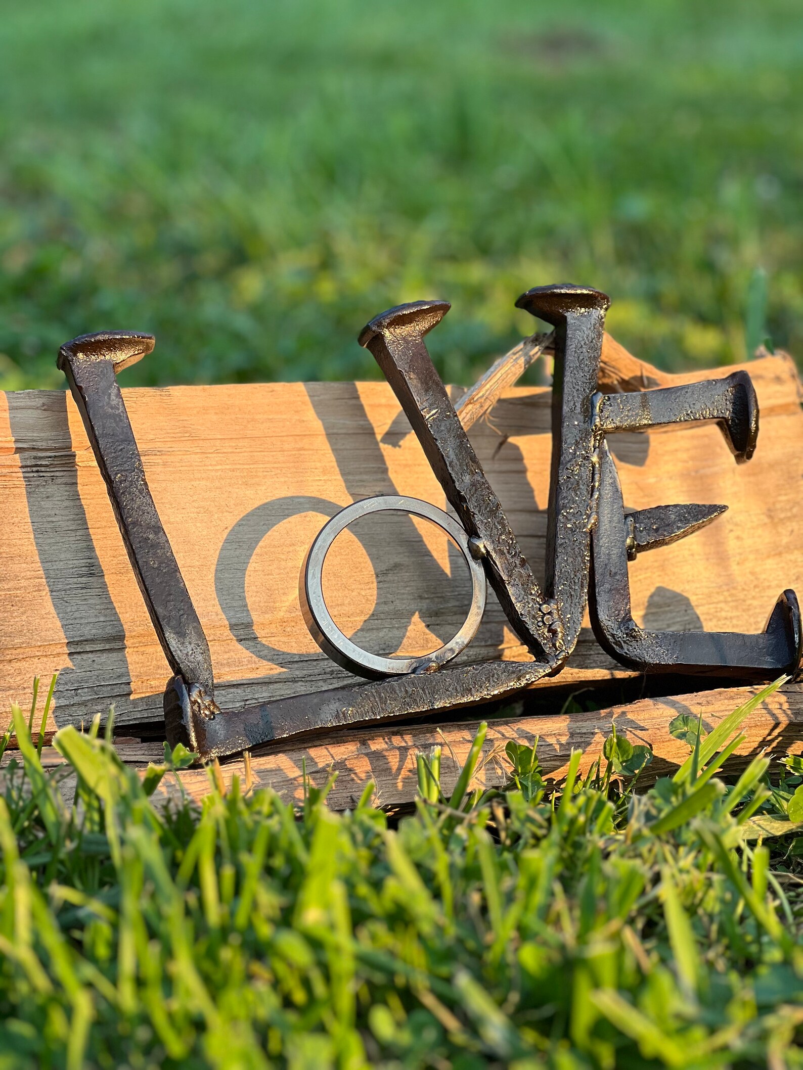 Vintage Steel Rustic Railroad Spike Love Sign Decor - Etsy