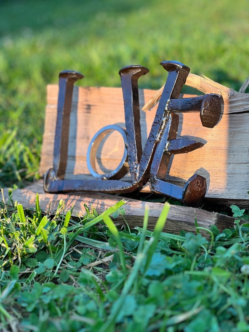 Vintage Steel Rustic Railroad Spike Love Sign Decor - Etsy