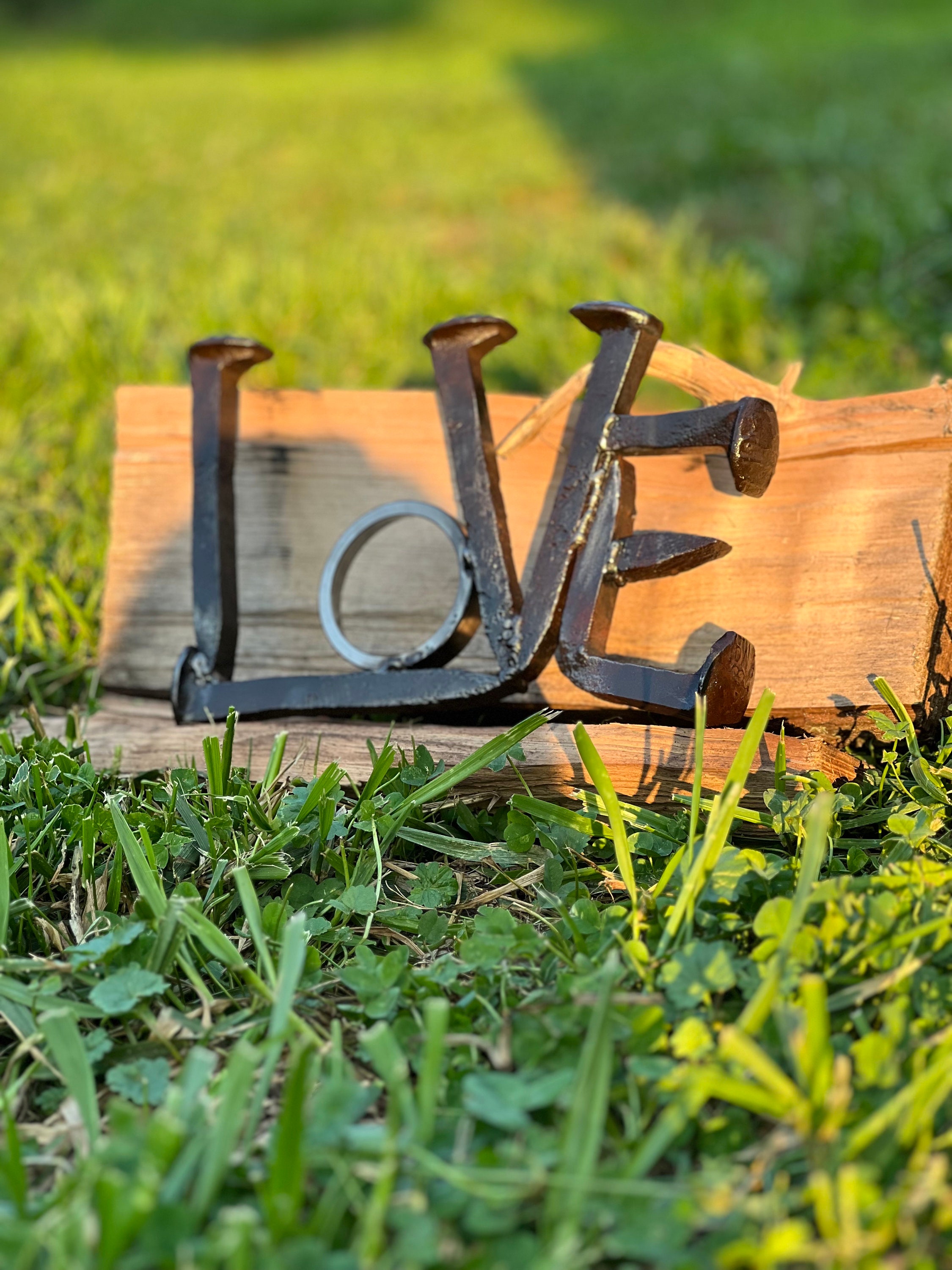 Vintage Steel Rustic Railroad Spike Love Sign Decor - Etsy