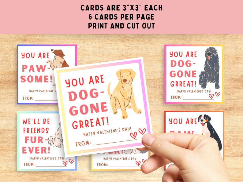 Printable Dog Valentine's Day Cards, Classroom Valentine's Day Cards ...