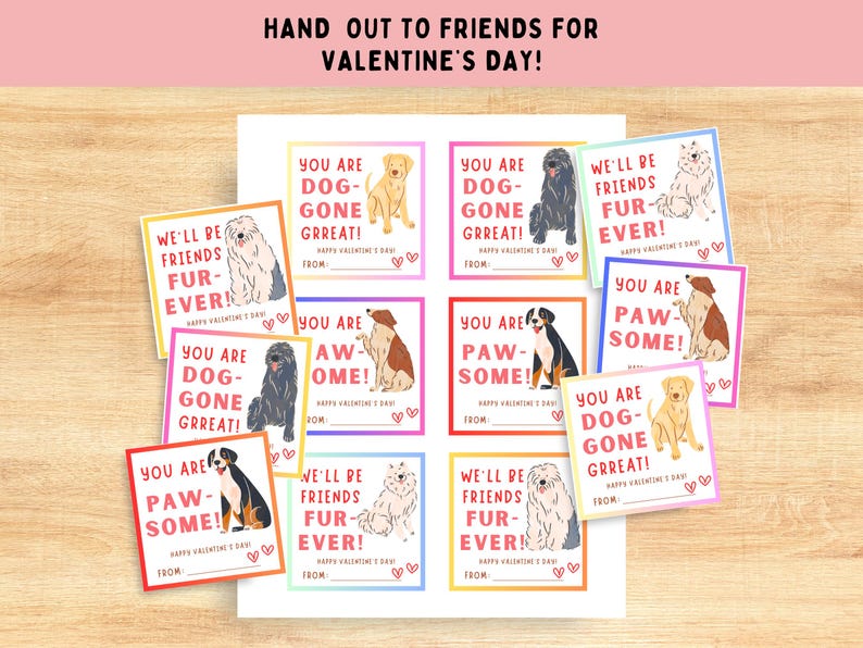 Printable Dog Valentine's Day Cards, Classroom Valentine's Day Cards ...