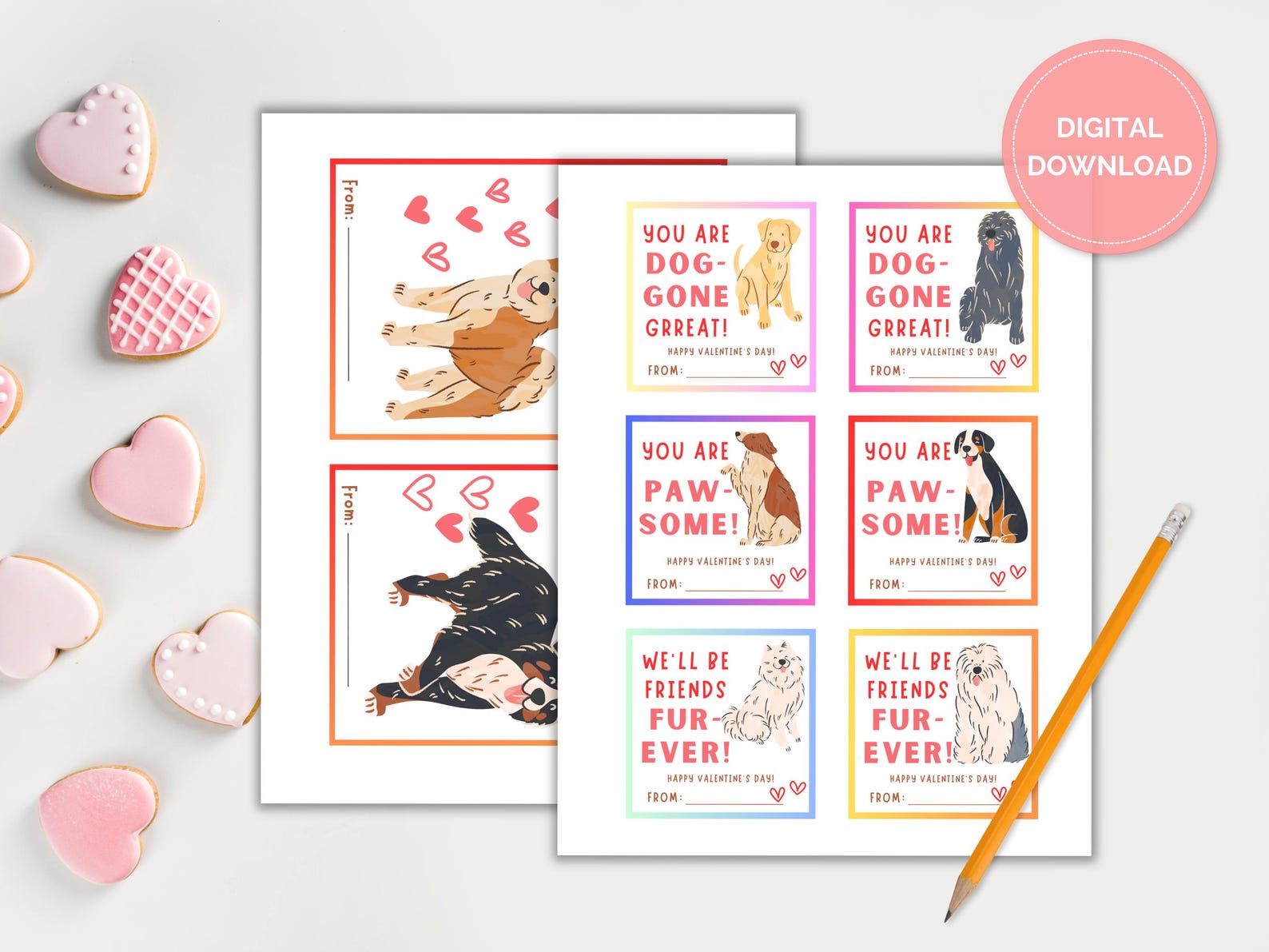 Printable Dog Valentine's Day Cards, Classroom Valentine's Day Cards ...