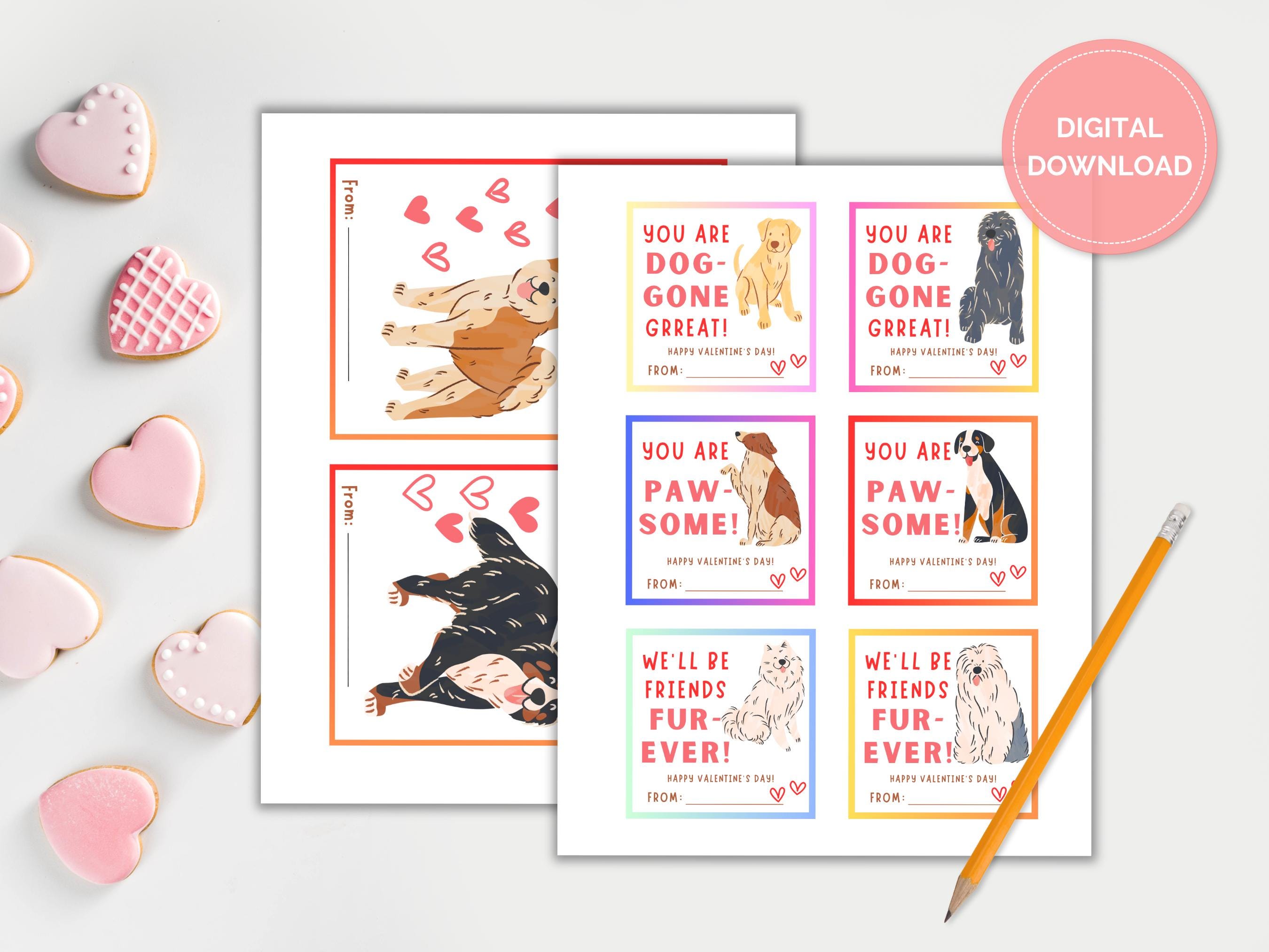 Printable Dog Valentine's Day Cards, Classroom Valentine's Day Cards ...