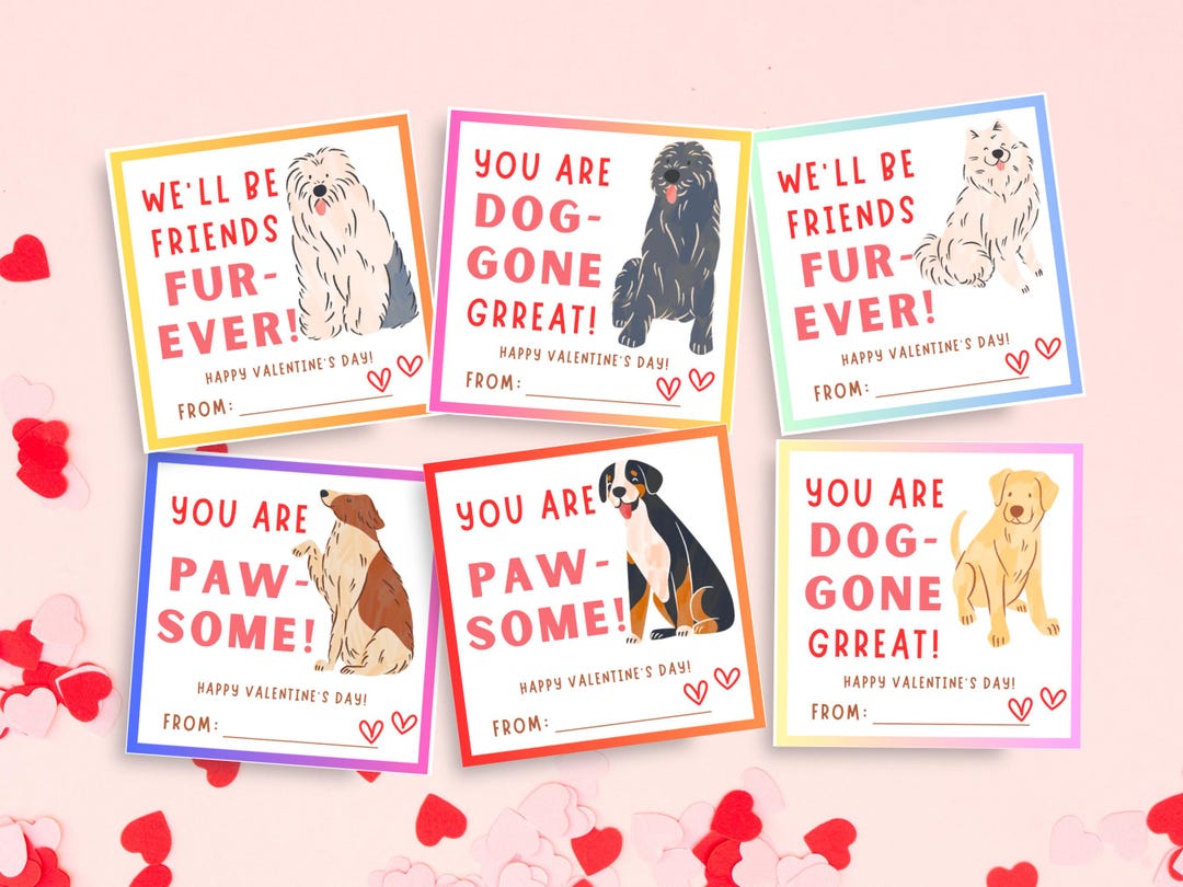 Printable Dog Valentine's Day Cards, Classroom Valentine's Day Cards ...