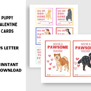 Printable Dog Valentine's Day Cards, Classroom Valentine's Day Cards ...