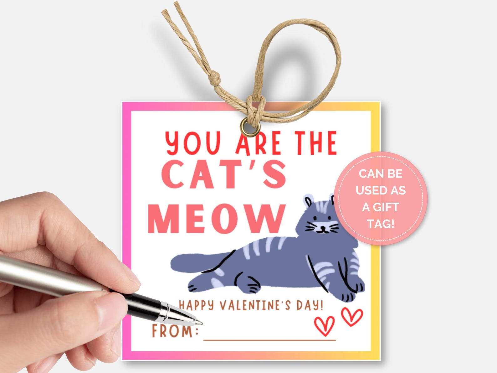 Printable Cat Valentine's Day Cards, Classroom Valentine's Day Cards ...
