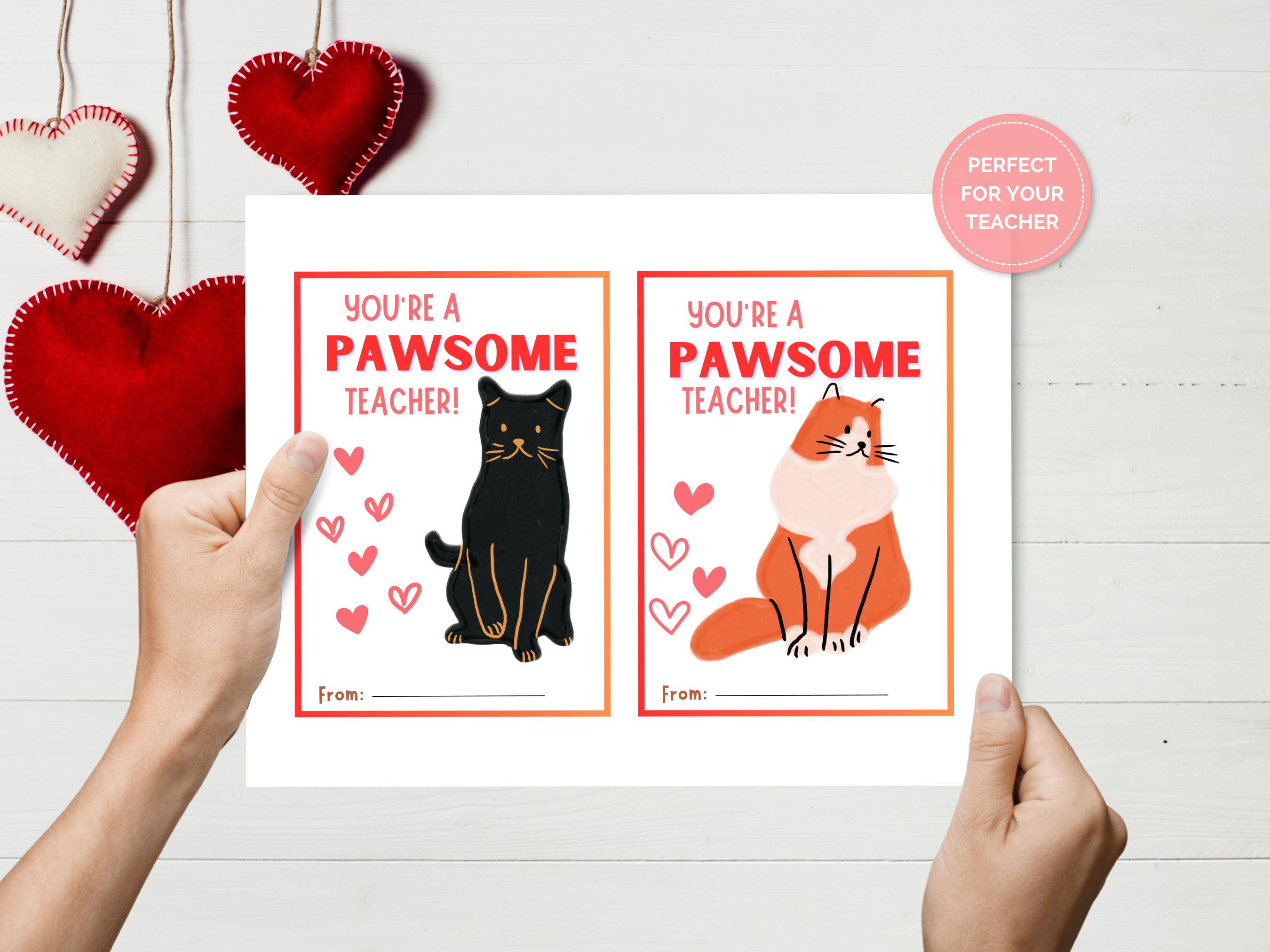 Printable Cat Valentine's Day Cards, Classroom Valentine's Day Cards ...
