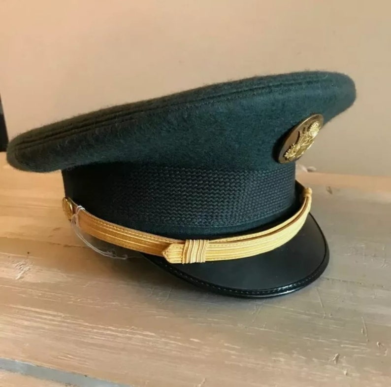WW2 USA Army NCO Uniform Visor Hat / Dark Green Wool Felt/ USAA ...