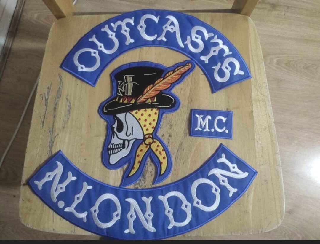 Outcasts N.london and Australia MC Embroidered Iron on Patch Set of 4 ...
