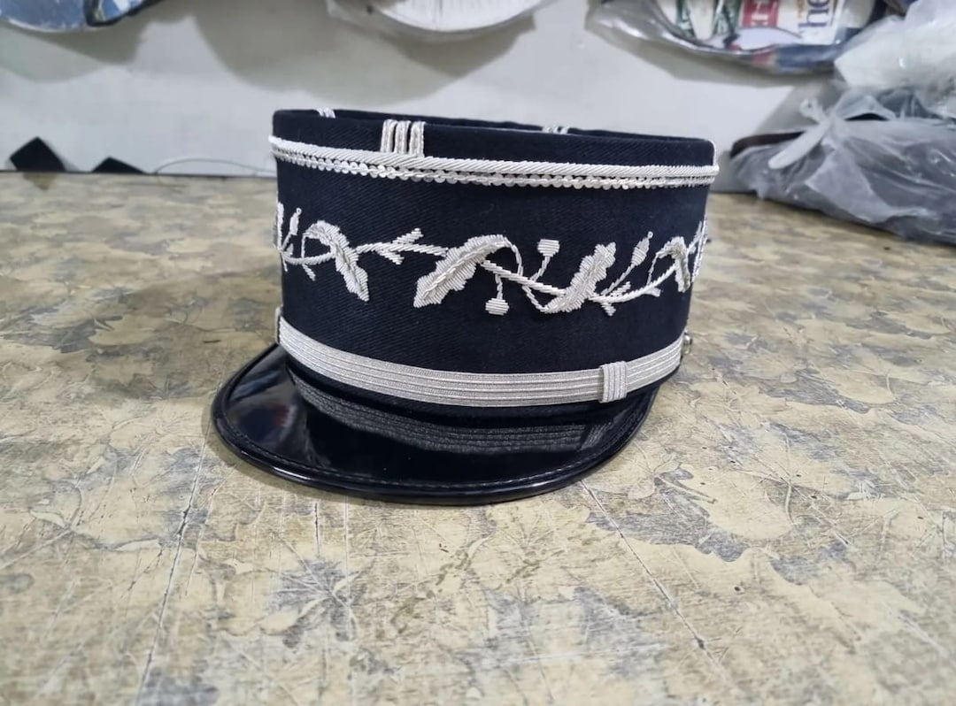 1935 French Police Dress Kepi, of Black Wool With Silver Braid Vintage ...