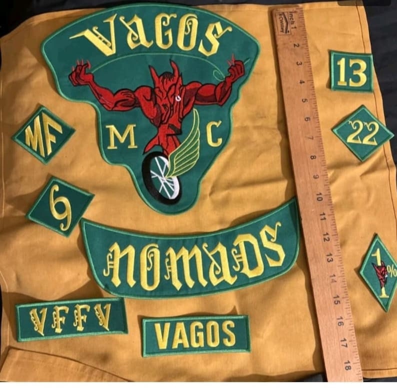 Infamous Vagos Motorcycle Club Nomads Mc 35cm Iron on Embroidered Set ...