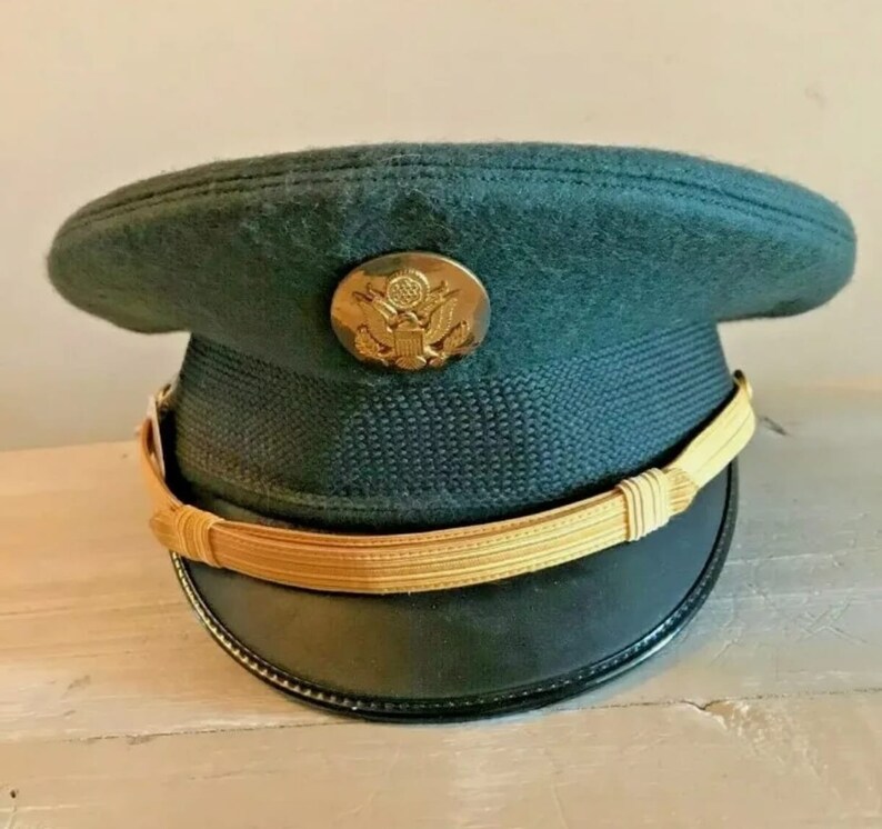 WW2 USA Army NCO Uniform Visor Hat / Dark Green Wool Felt/ USAA ...
