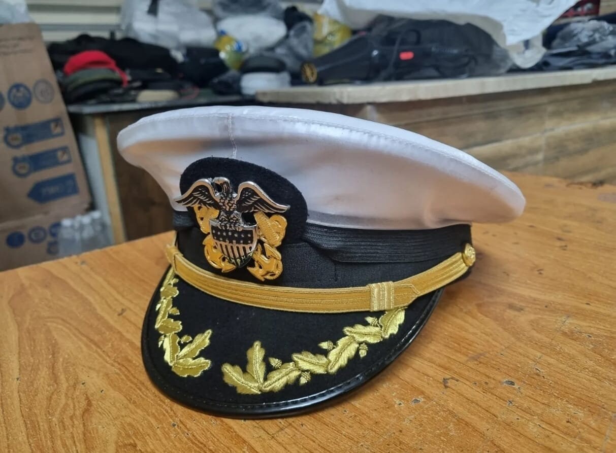 Us Navy Officer Cap, US Navy Commander Captain Rank Cap With Waterproof ...