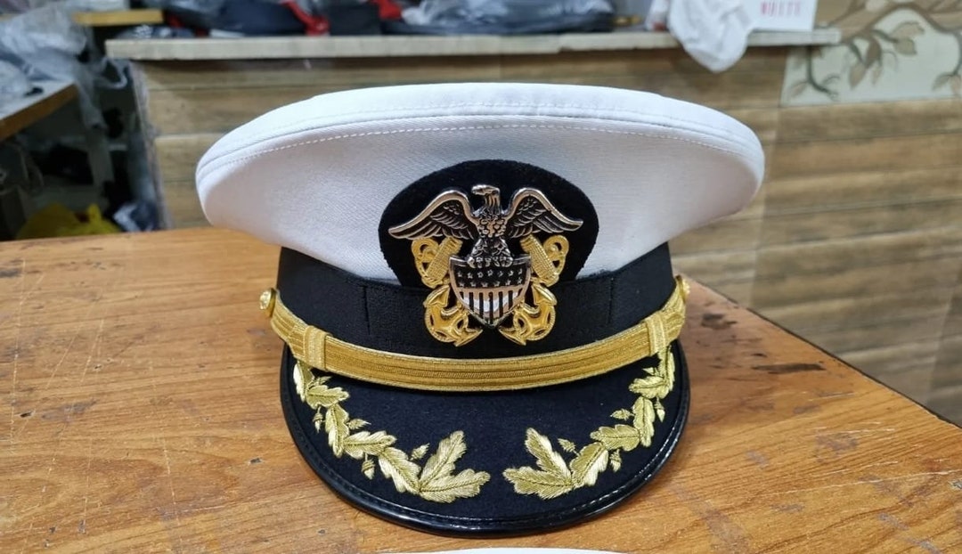 WW2 Us Navy Officer Visor Cap, US Navy Commander Captain Rank Cap in ...