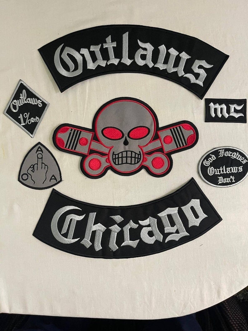 Outlaw Chicago Forgives Biker Patch Embroidered Iron on Rider Full Set ...