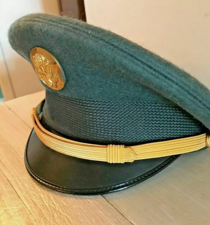 WW2 USA Army NCO Uniform Visor Hat / Dark Green Wool Felt/ USAA ...
