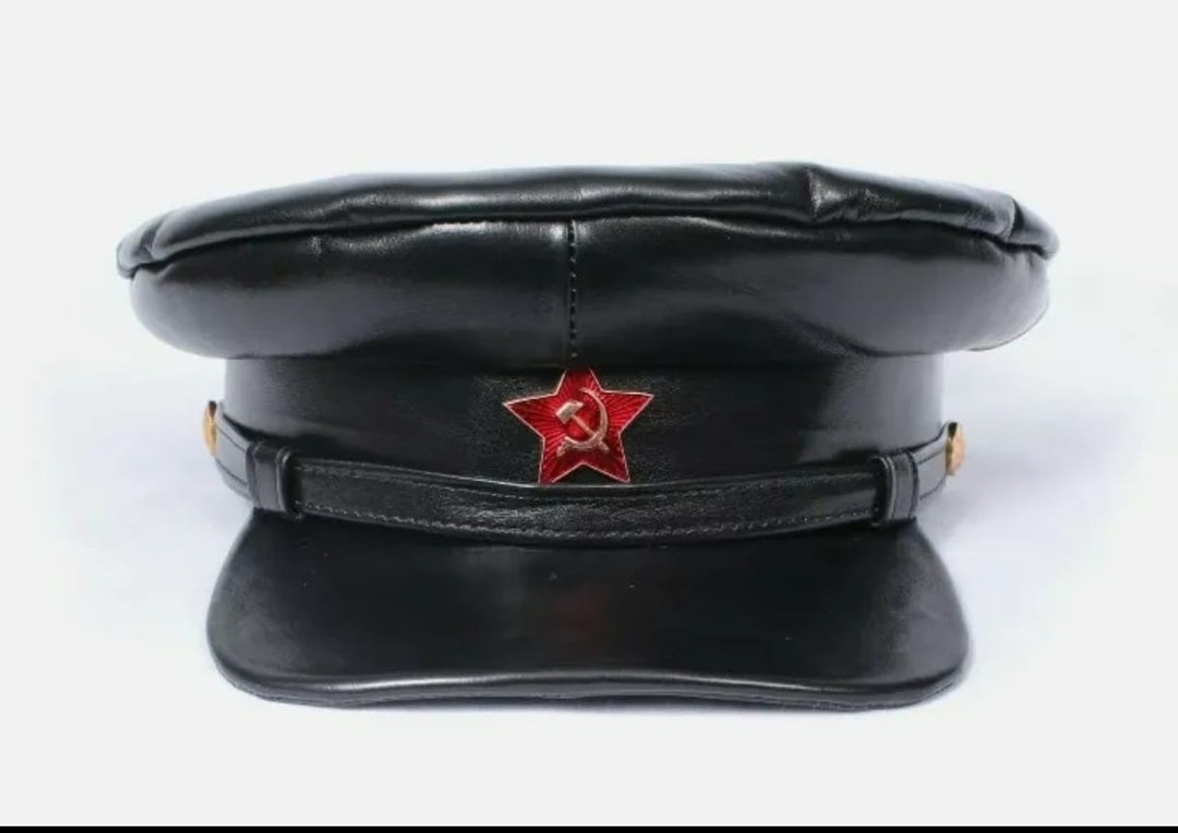Soviet Lenin OFFICER Leather Visor Hat WWII Cap Uniform All Sizes ...