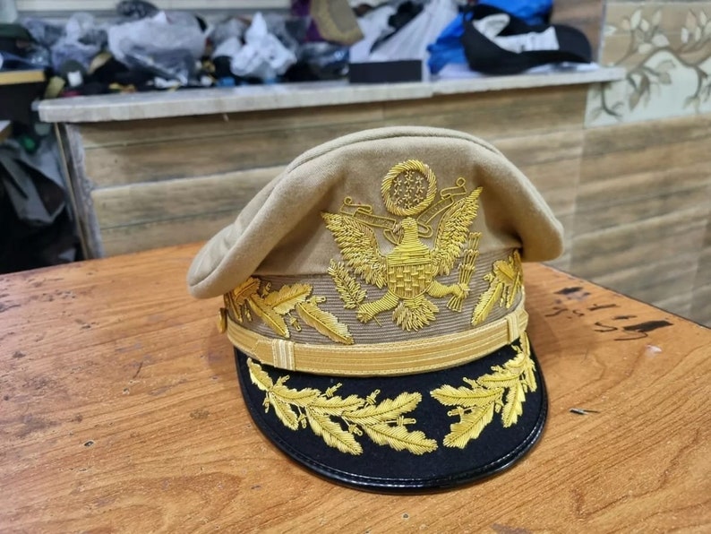 US Army Peak Cap General Douglas Macarthur's Uniform Military Khaki Hat ...
