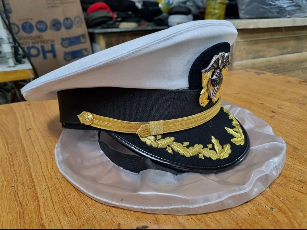 Us Navy Officer Cap, US Navy Commander Captain Rank Cap With Waterproof ...
