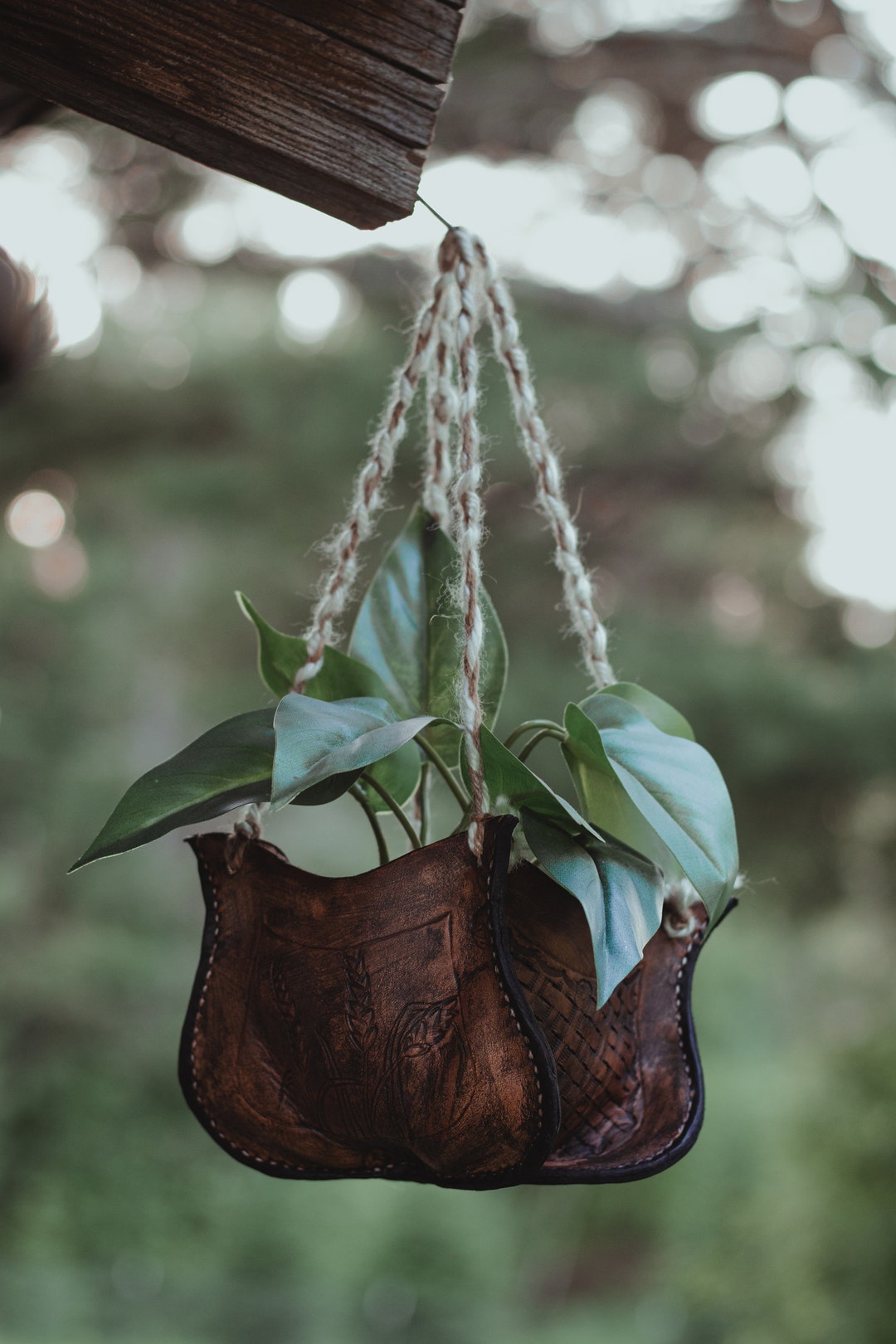 Handmade Leather Hanging Basket - Etsy