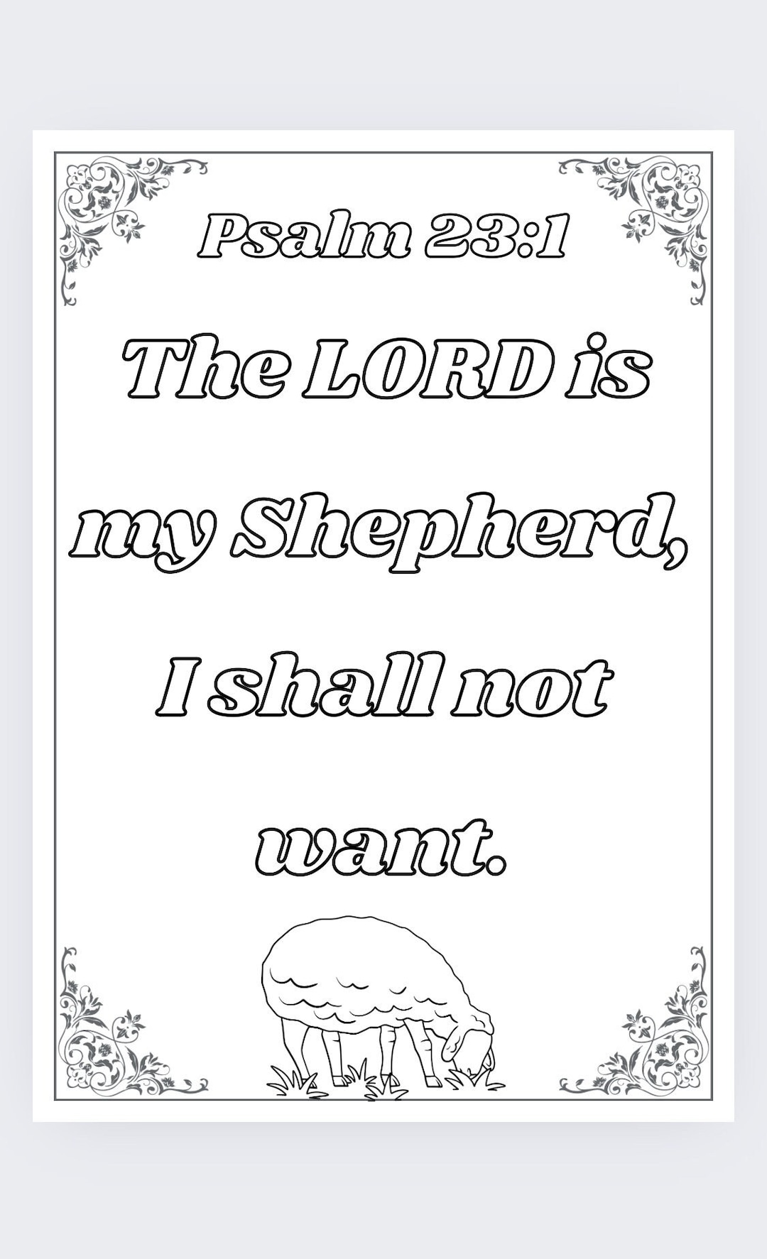 Psalm 23 Coloring Page Printable - Etsy