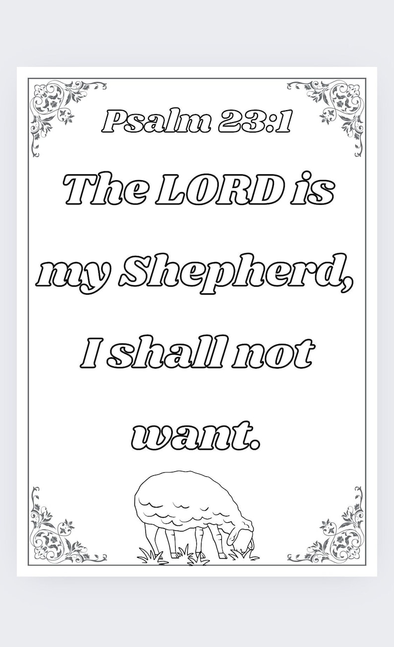 Psalm 23 Coloring Page Printable - Etsy
