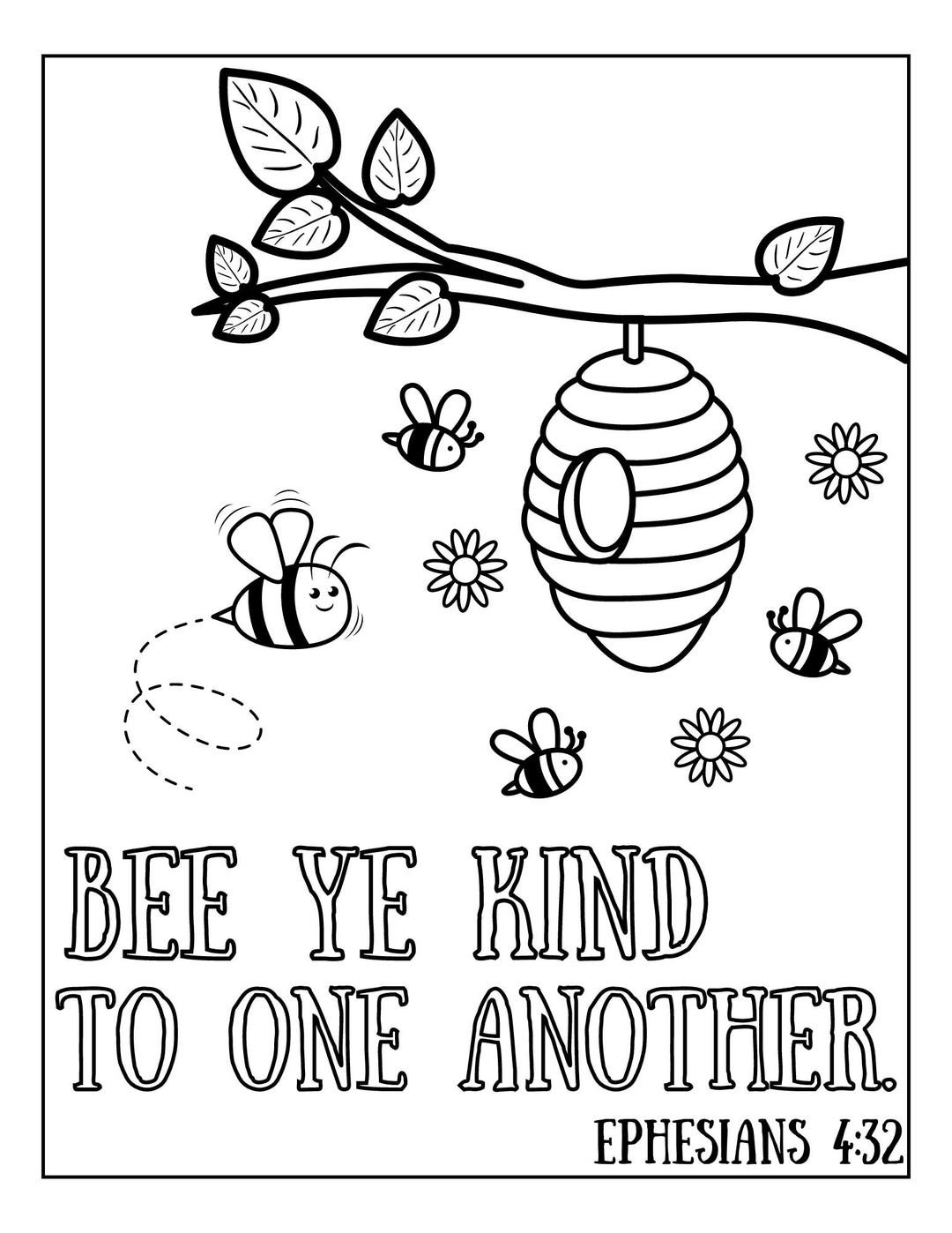 Bee Kind Childrens Colouring Page Printable - Etsy