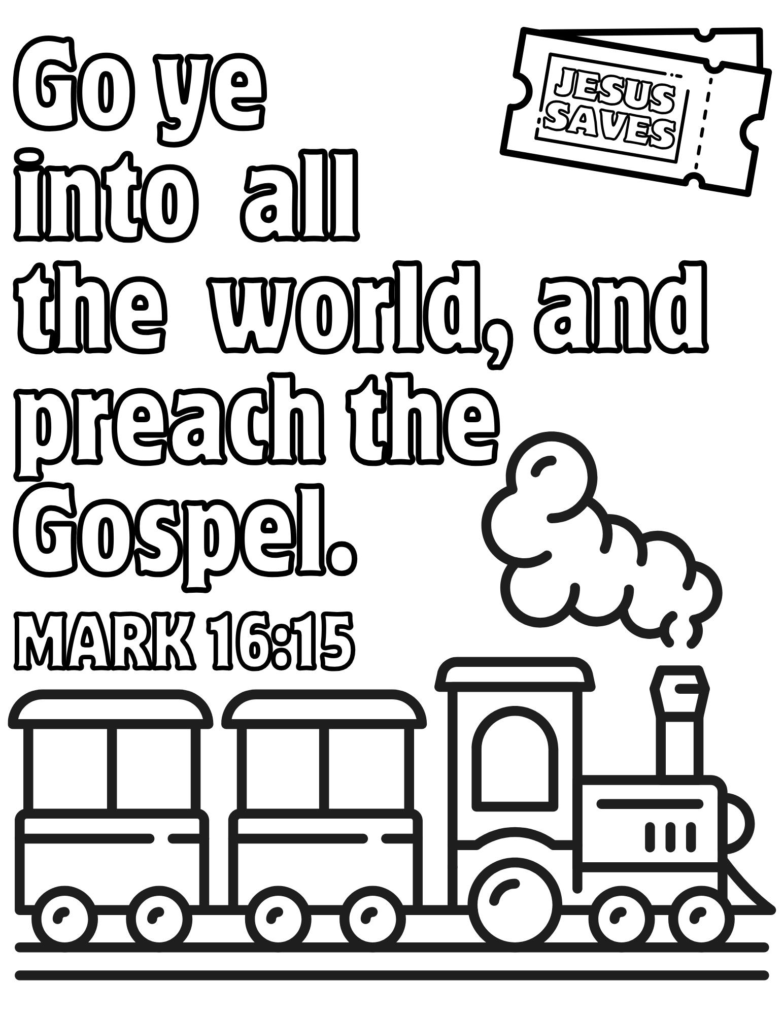 Mark 16:15 Scripture Colouring Page Printable - Etsy
