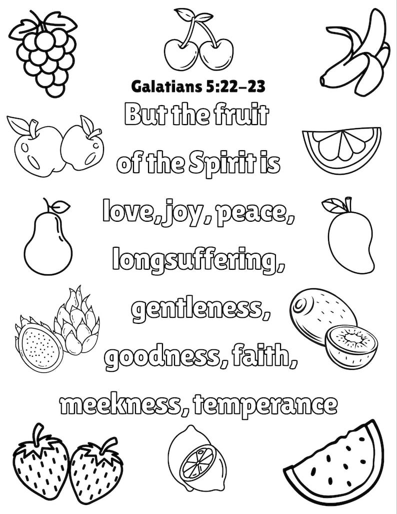 Fruit of the Spirit Colouring Page Printable - Etsy