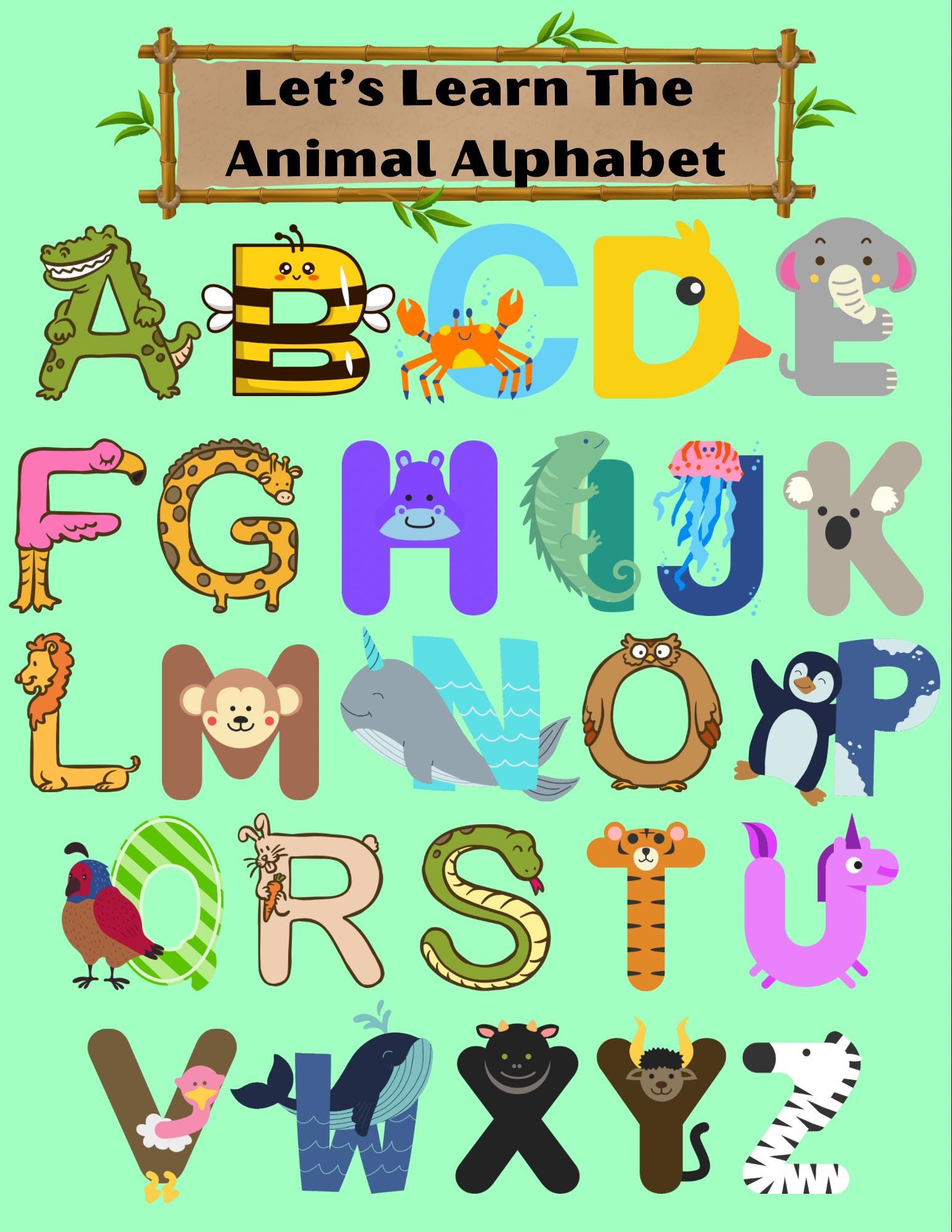 Animal Alphabet Preschool/kindergarten Learning Resource Printable - Etsy