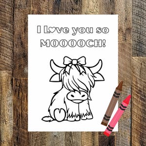 Highland Cow Coloring Sheet Printable PDF - Etsy