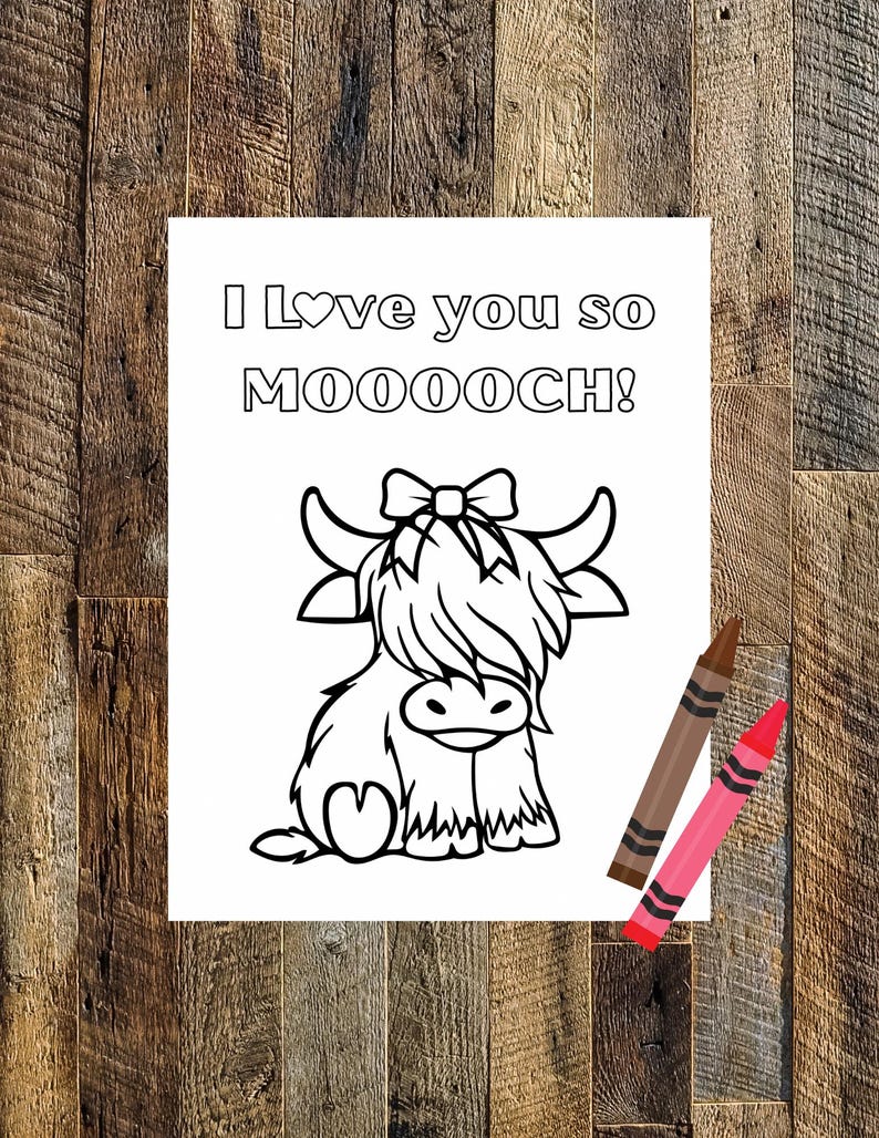 Highland Cow Coloring Sheet Printable PDF - Etsy