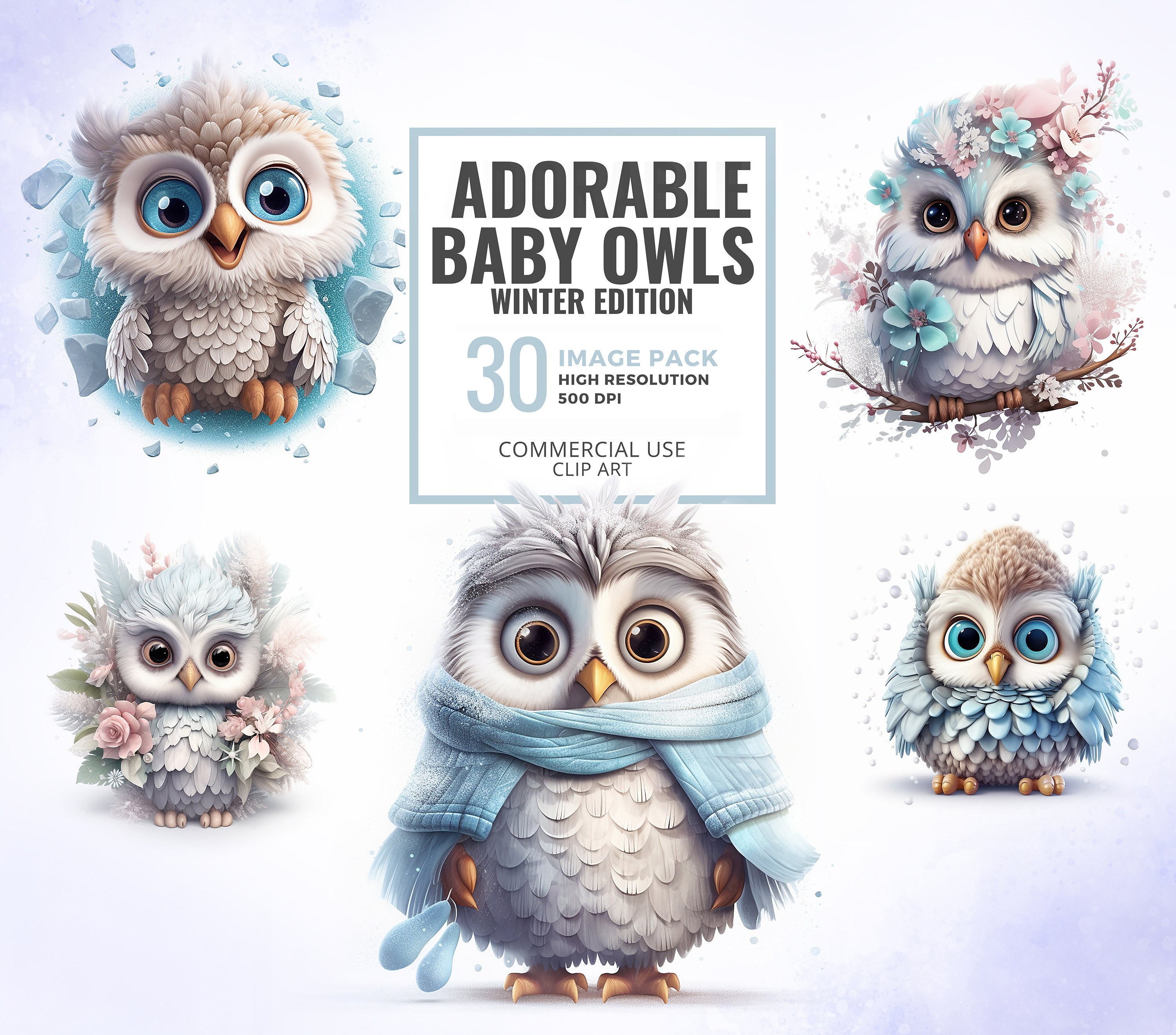 Cute Baby Owls Clip Art