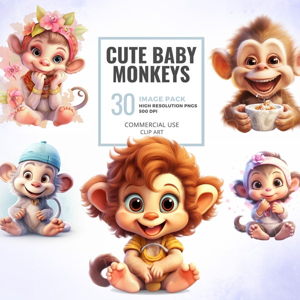 Monkey Clip Art - Etsy