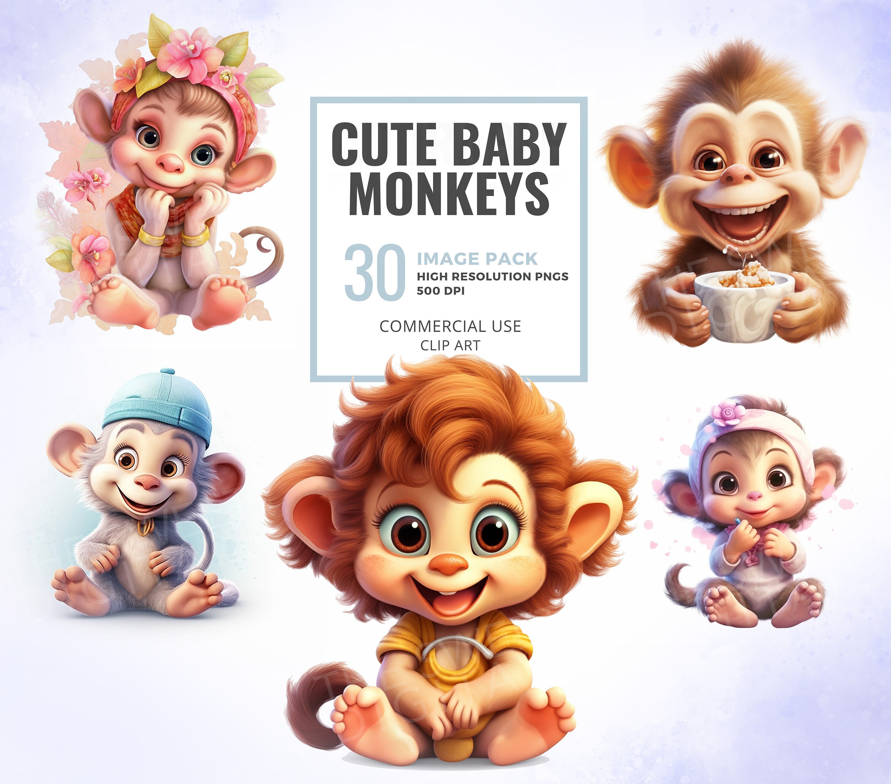 Cute Baby Monkeys Clipart