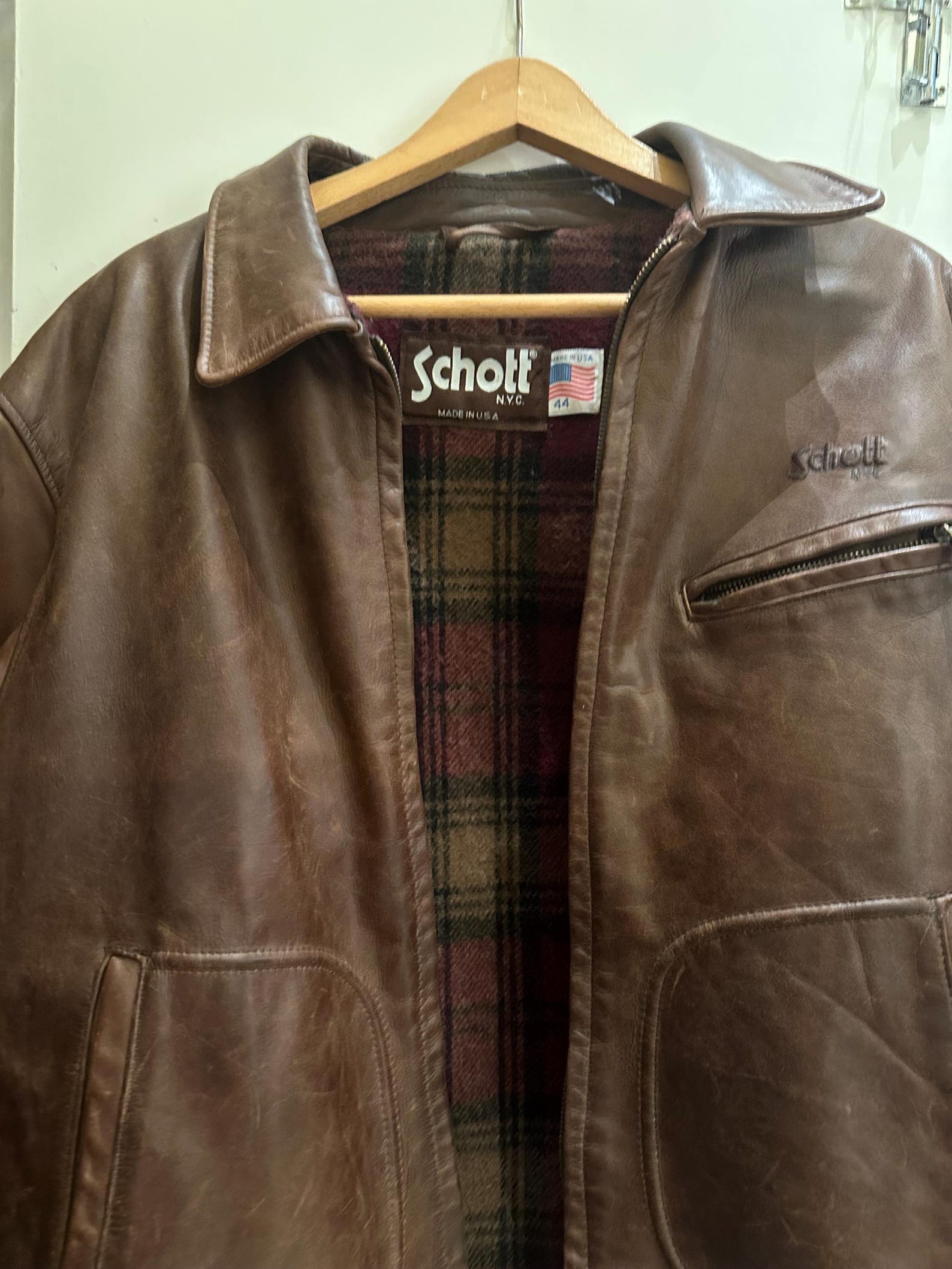 Vintage Schott Single Rider Highwayman Style Brown Leather Jacket With ...