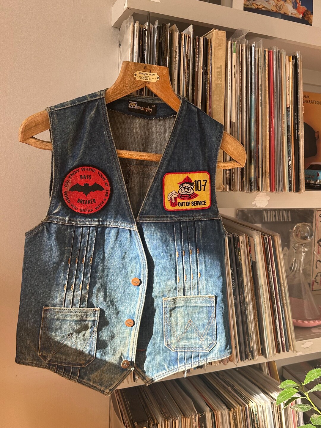 Men’s Vintage Wrangler 1970s Denim Rodeo Vest / Gilet Original Vintage ...