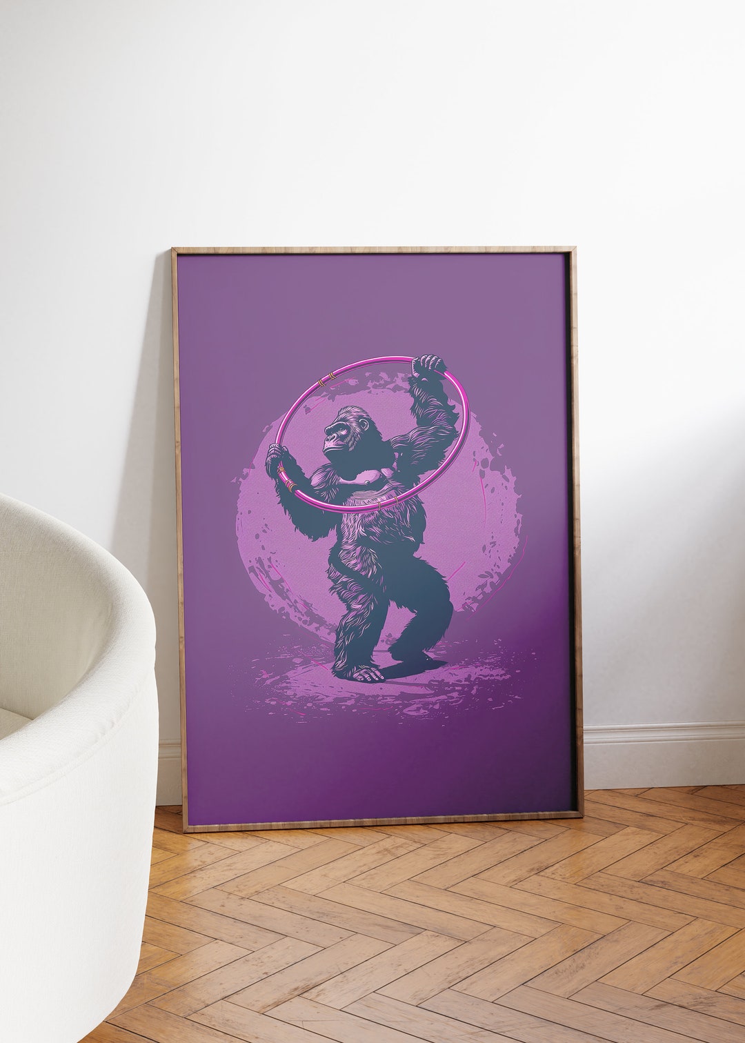 Gorilla Hula Hooping, Animal Poster, Circus Animal, Painting, Funny ...