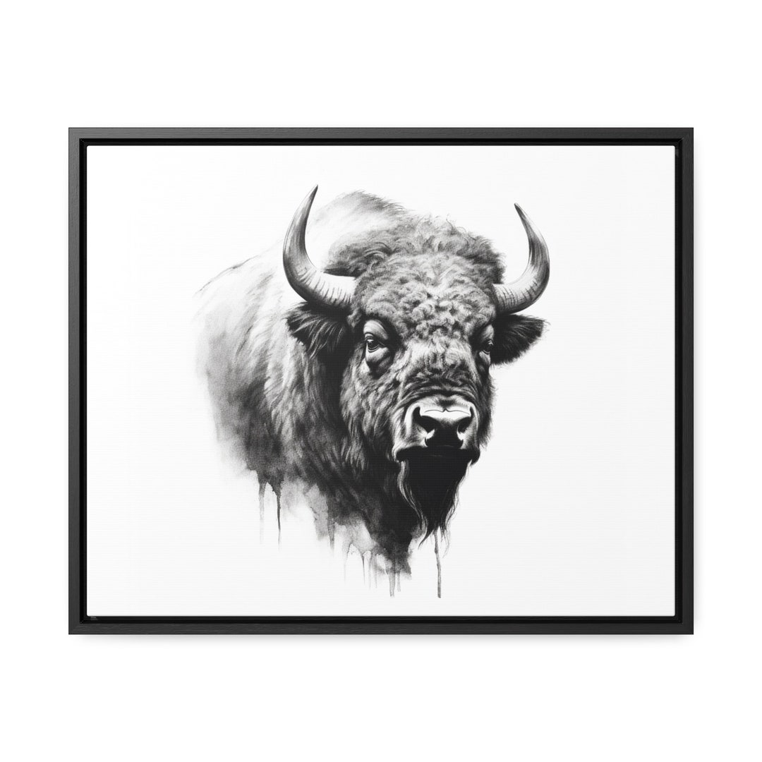 Bison Portrait American Buffalo Art Bison Art Framed Art Wall Decor ...