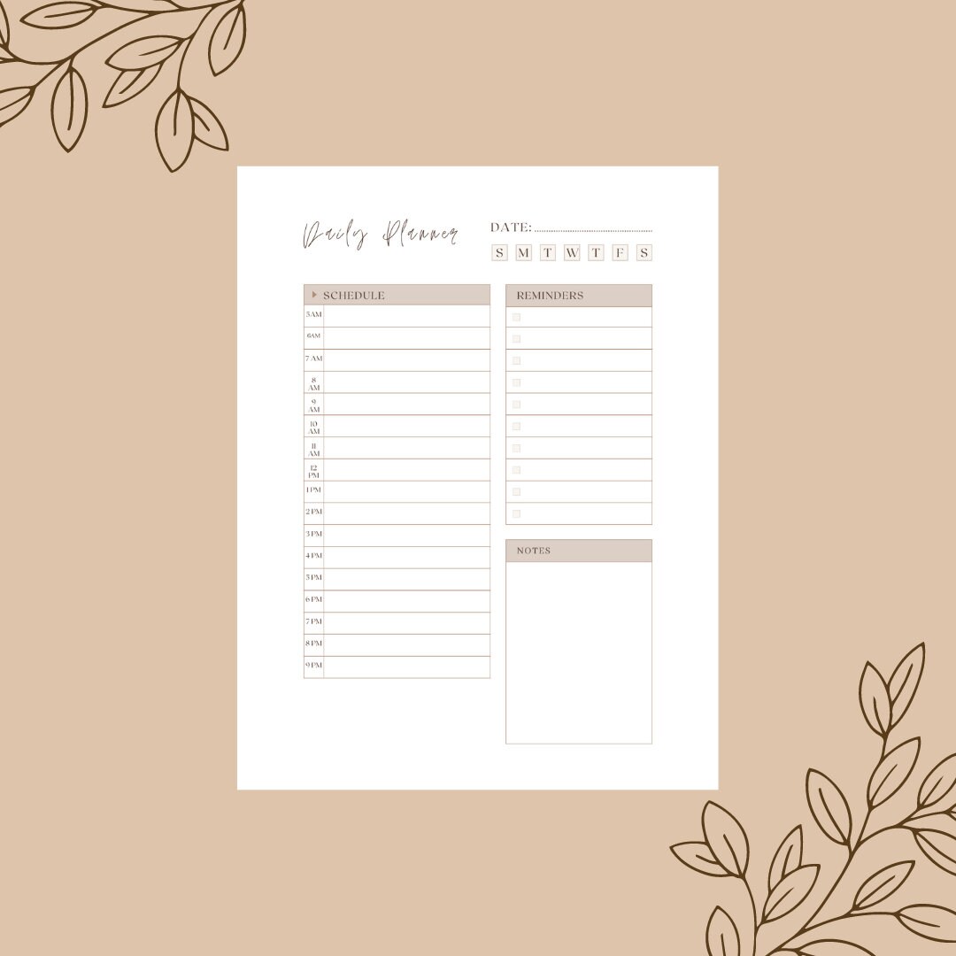 Blank Daily Planner, Printable and Fillable Daily Planner, Simple Daily ...