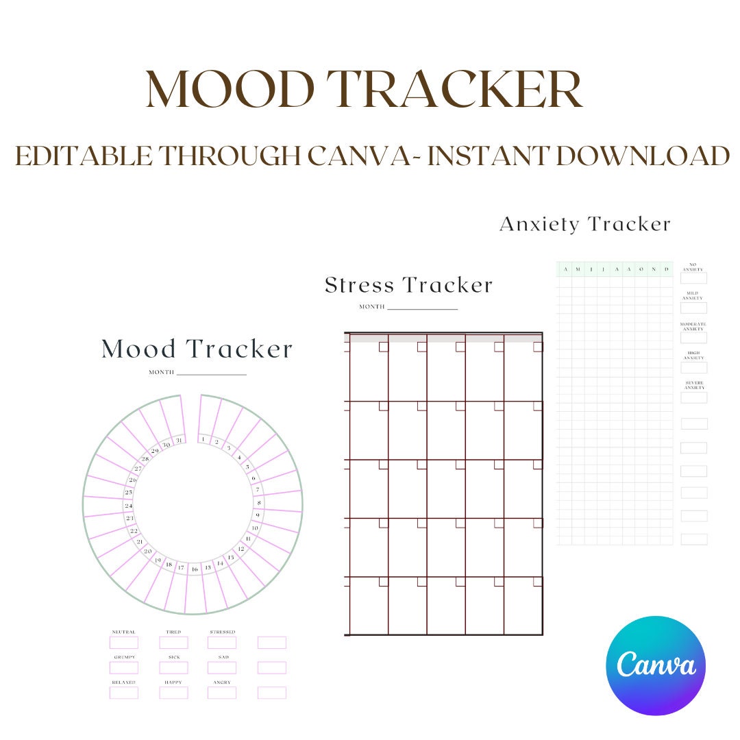 Monthly Mood Tracker | Printable Monthly Mood Tracker | Monthly Anxiety ...