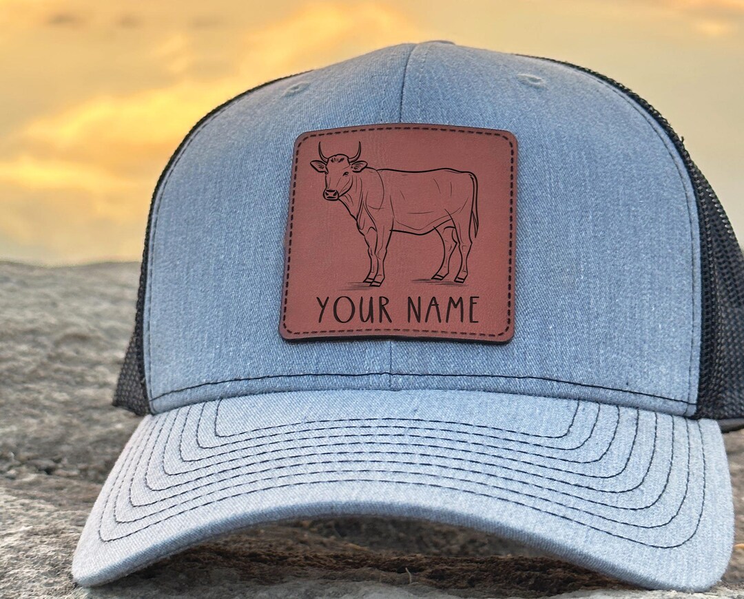 Custom Farm Cow Hat Custom Farm Hat Leather Patch Custom Name We'll Put ...
