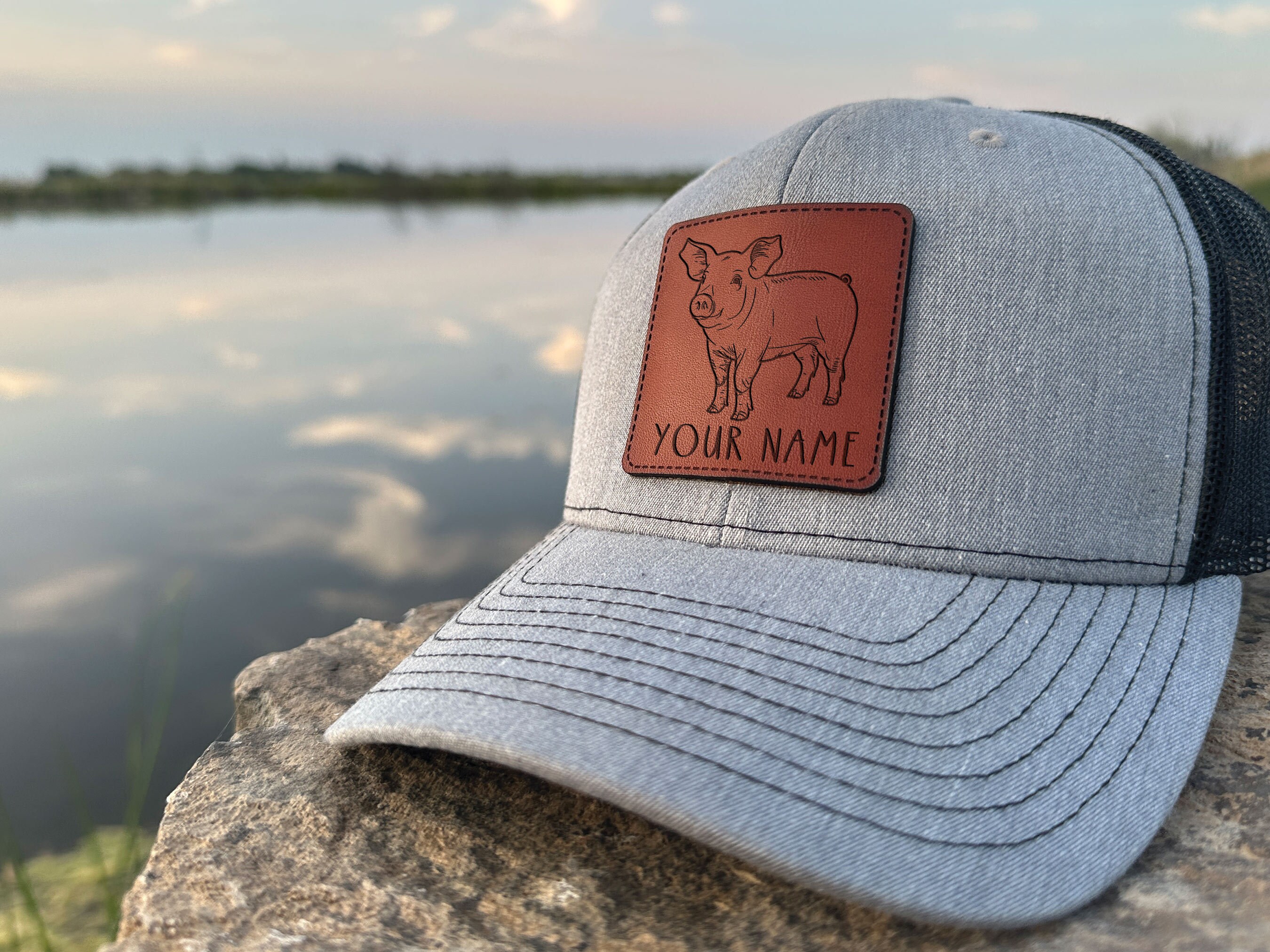 Custom Pig Hat Custom Farm Hat Leather Patch Custom Name We'll Put Your ...