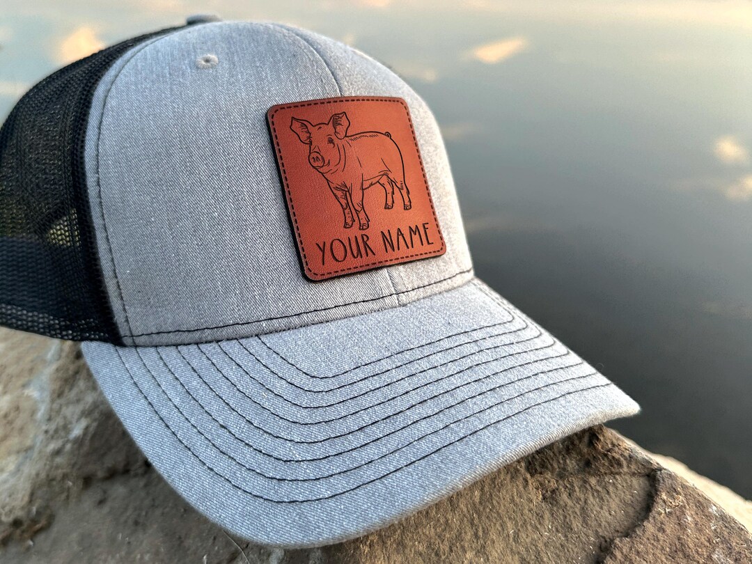 Custom Pig Hat Custom Farm Hat Leather Patch Custom Name We'll Put Your ...