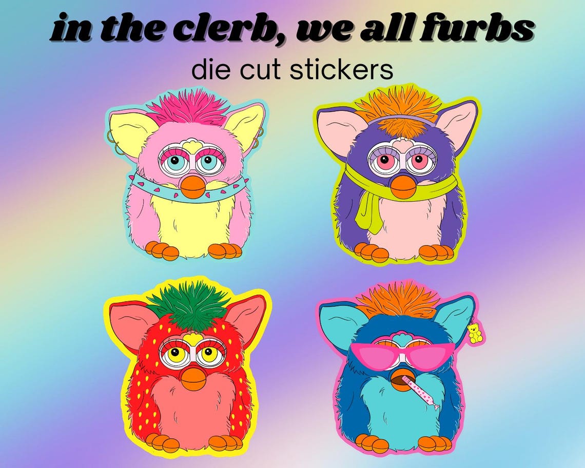 Furby Inspired Die Cut Stickers, Set of 4 Colorful and Quirky Designs ...