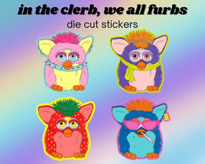 Furby Inspired Die Cut Stickers, Set of 4 Colorful and Quirky Designs ...